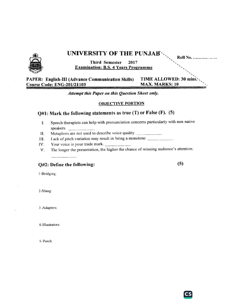 Advance Communication Skills Past Papers.-2 | PDF