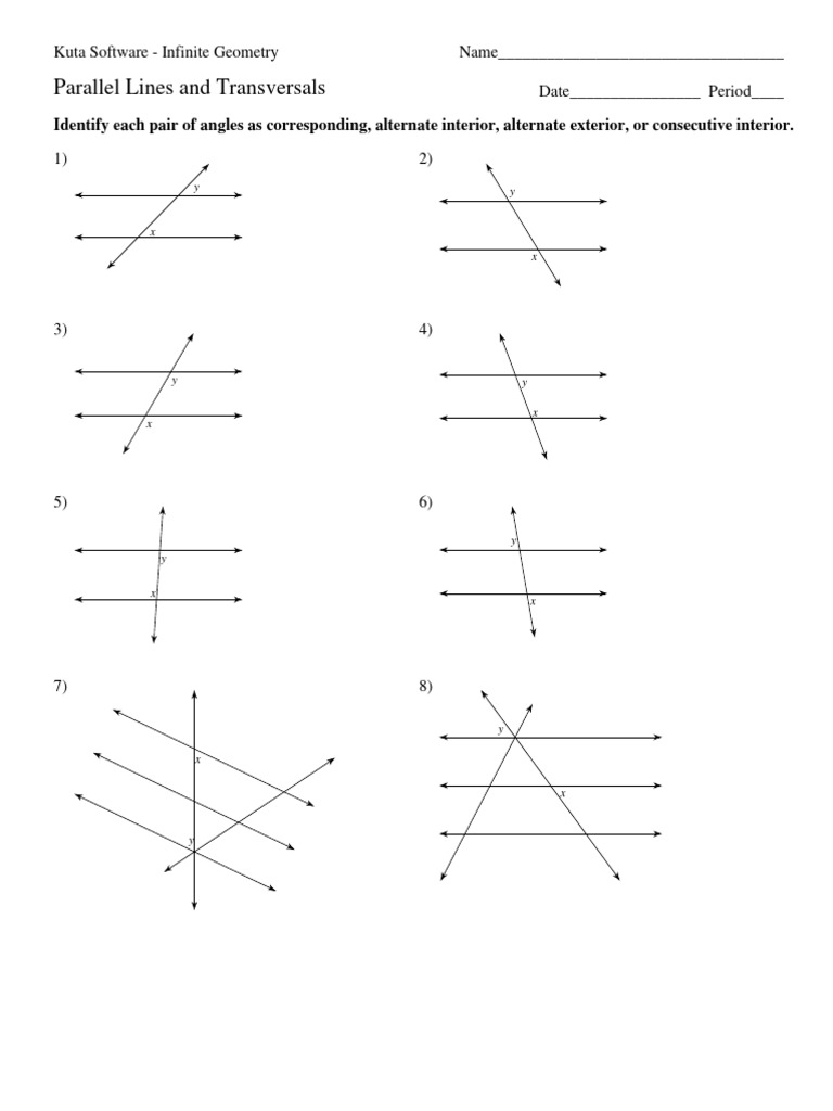 Parallel Lines and Geometry Worksheet | PDF | Line (Geometry ...
