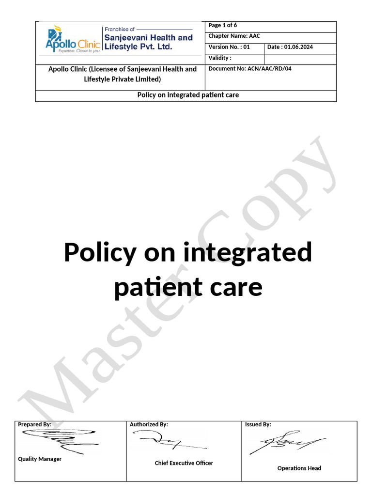 RD-04-Policy On Integrated Patient Care | PDF | Medical Diagnosis ...
