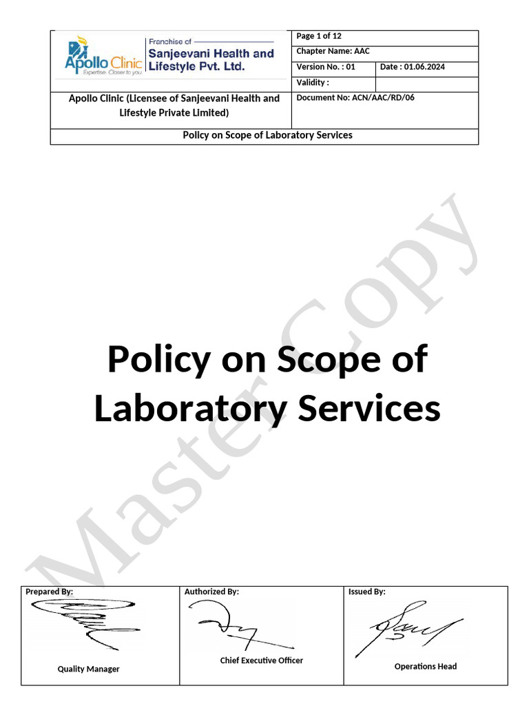 RD-06-Scope of Laboratory Services | PDF | Cytopathology | Medical ...