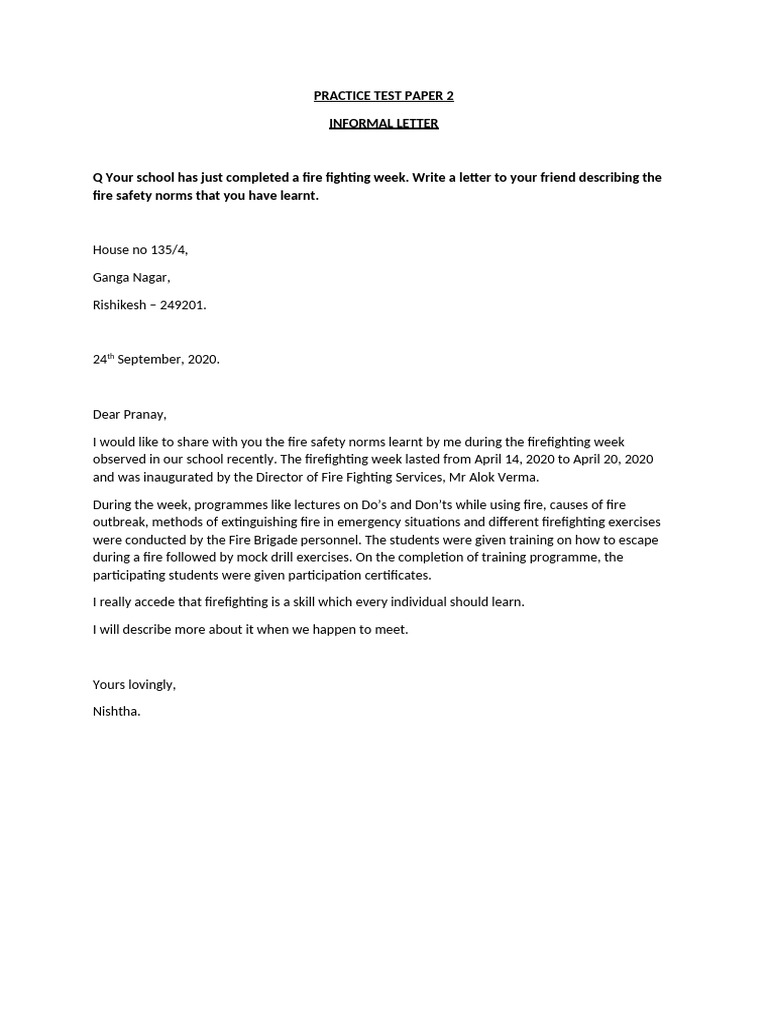 Letters, Emails and Noticees of Practice Test Paper 2 | PDF | Firefighting