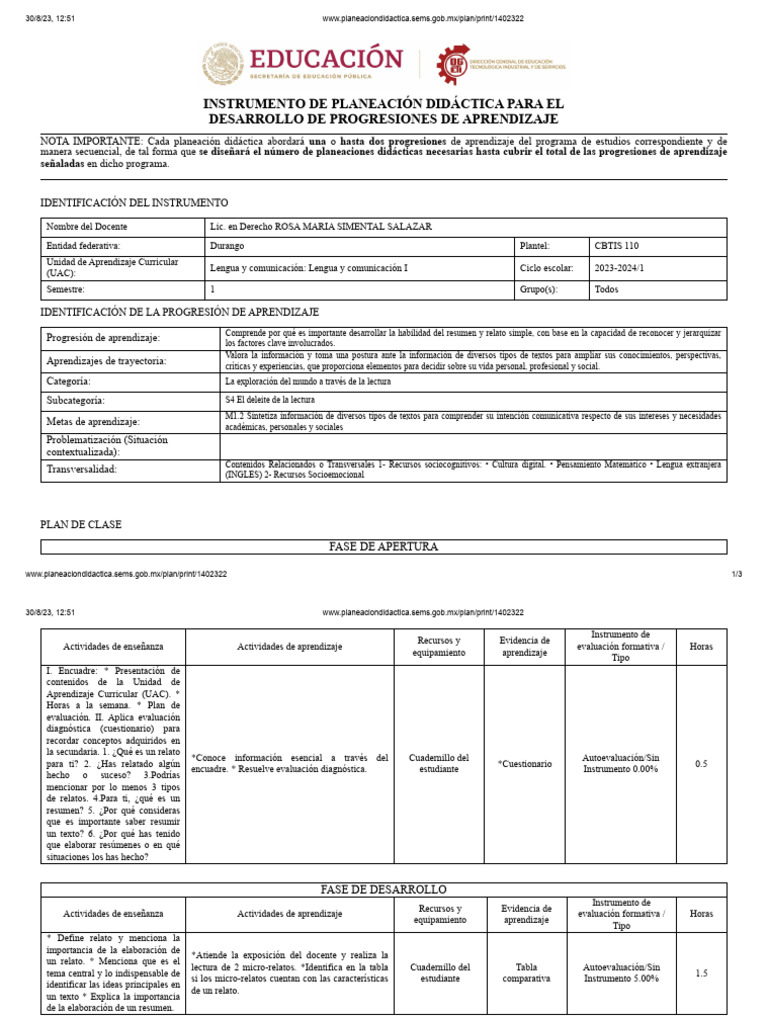 Progresión 1 | PDF | Aprendizaje | Enseñando