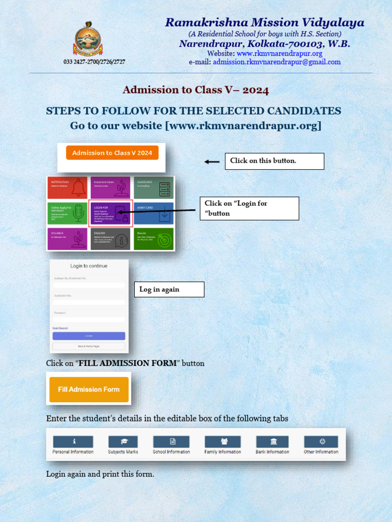 Selected For Interview Admission To Class V 2024 | PDF