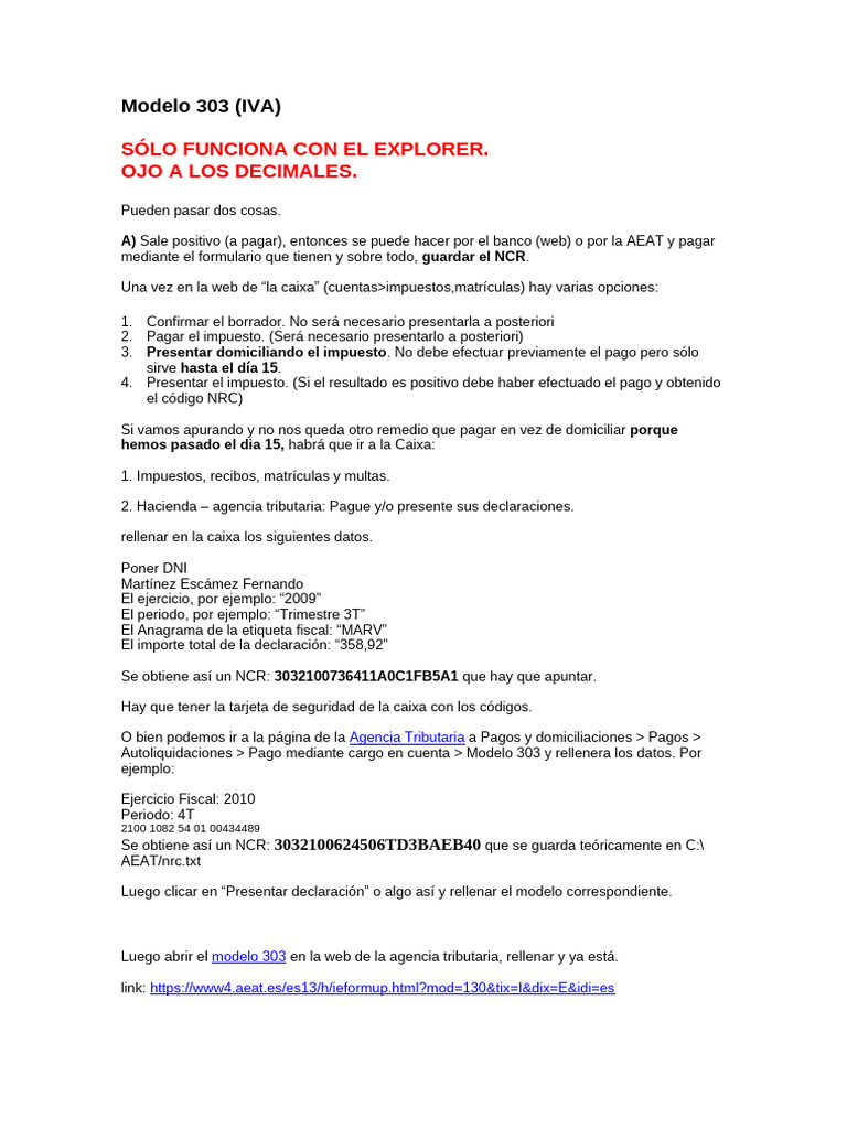 Modelo 303 | PDF | Impuestos | Pagos