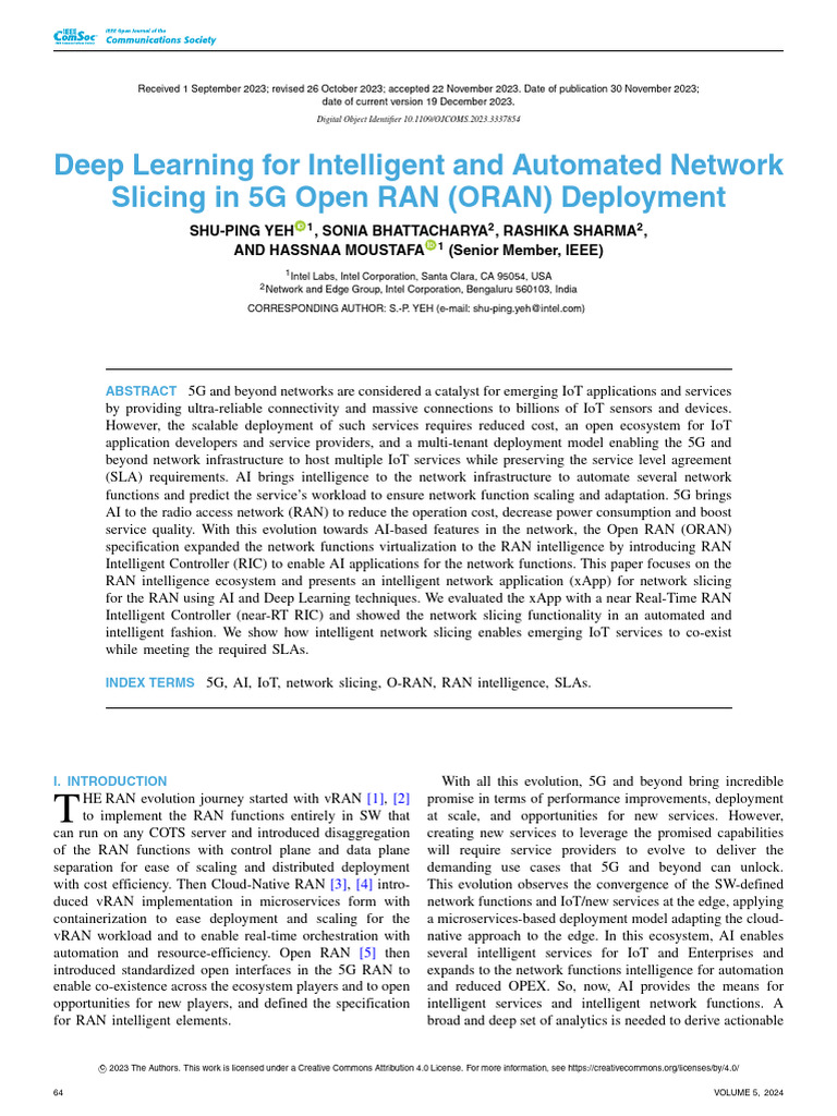 Deep Learning For Intelligent and Automated Network Slicing in 5G Open RAN ORAN Deployment | PDF ...