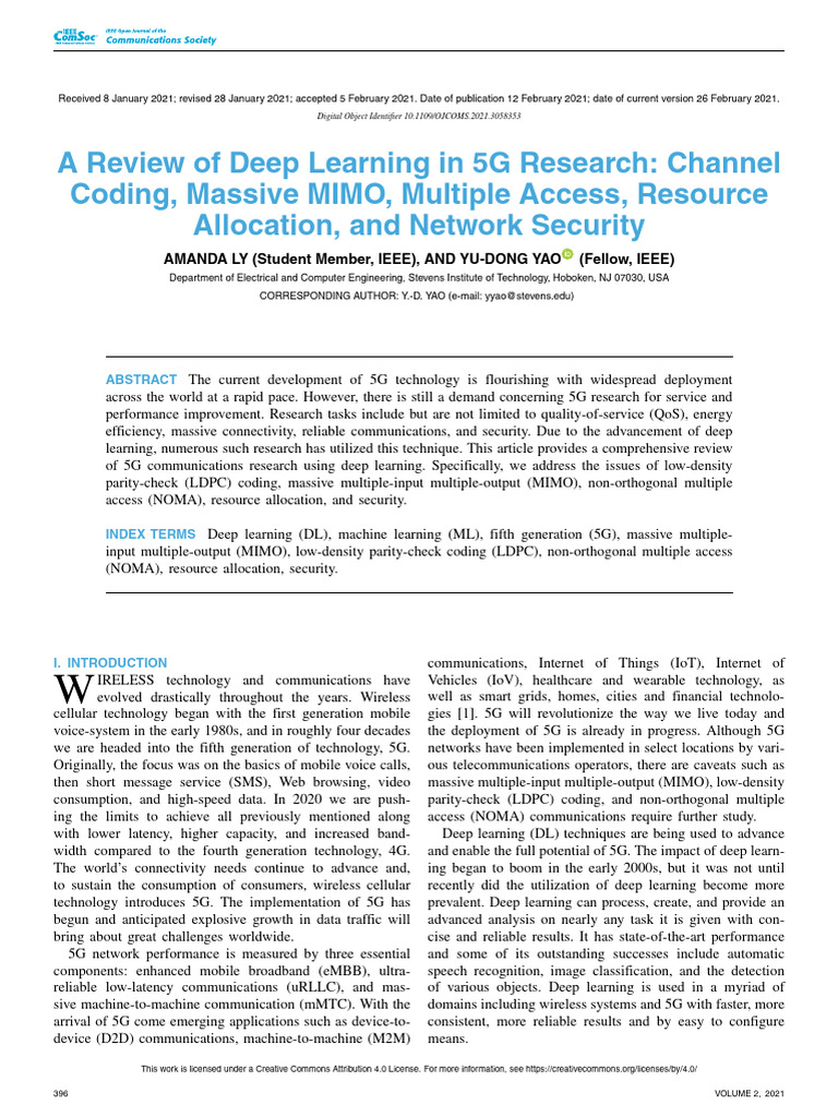 A Review of Deep Learning in 5G Research Channel Coding Massive MIMO Multiple Access Resource ...