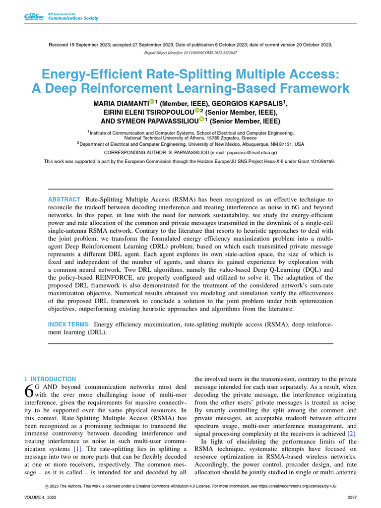 Energy-Efficient Rate-Splitting Multiple Access a Deep Reinforcement Learning-Based Framework ...