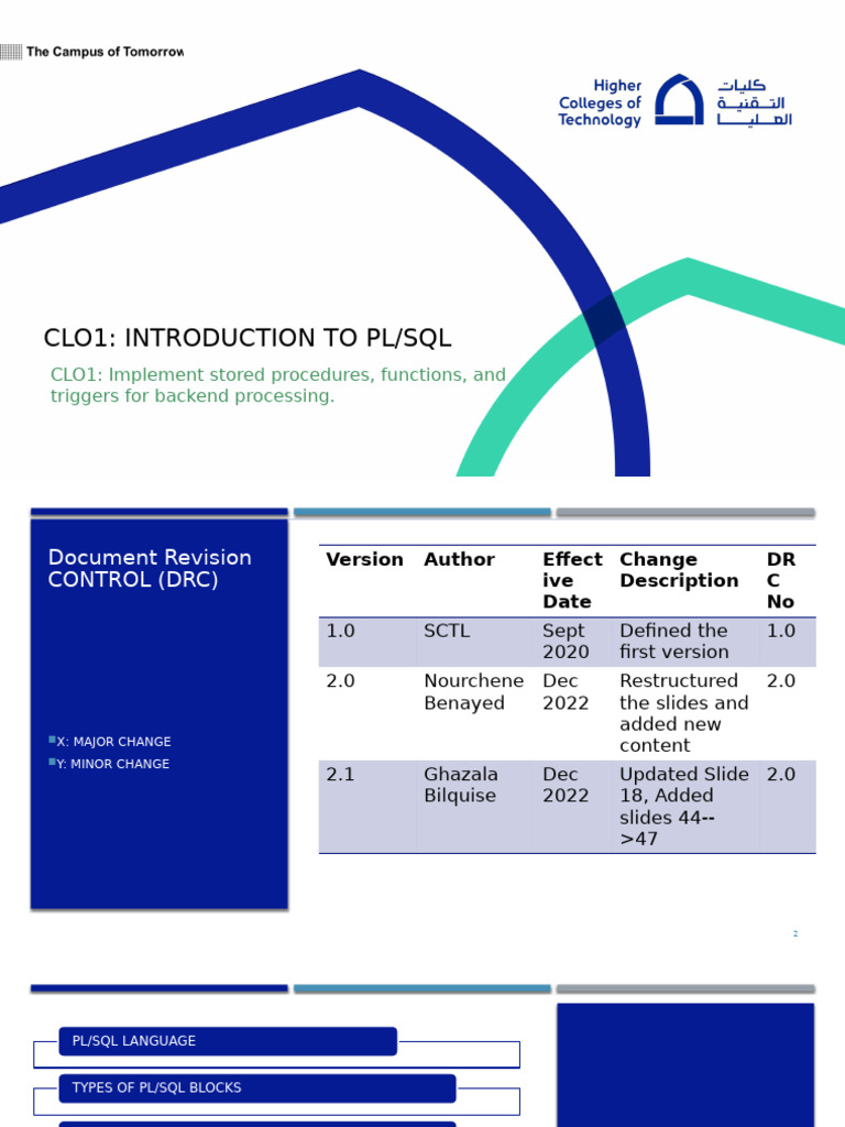 CLO1 - 01-PLSQLIntroduction | PDF | Pl/Sql | Control Flow