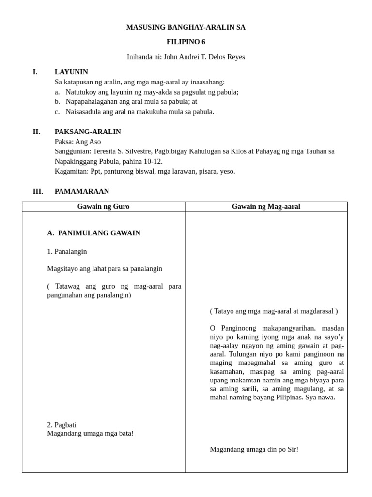 Lp Filipino6 Week3 Day5 | PDF