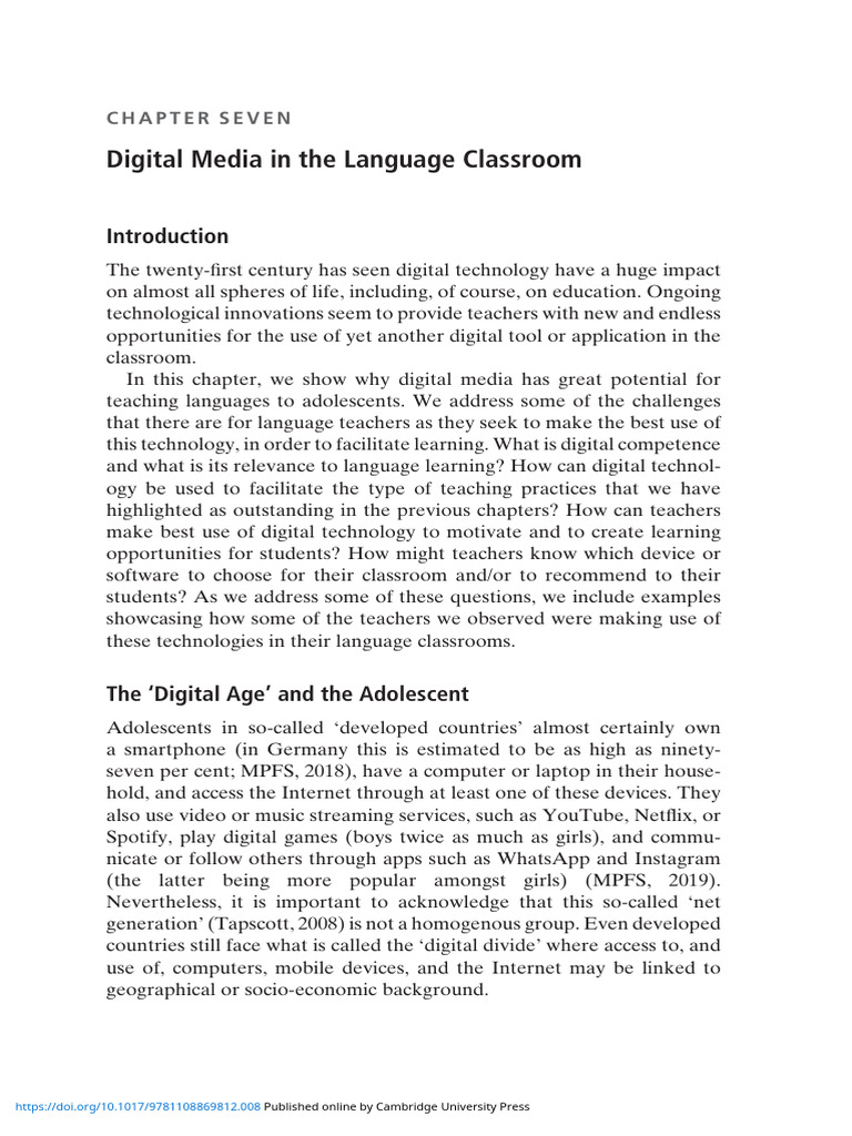 2021 Digital Media in The Language Class | PDF | Literacy | Learning