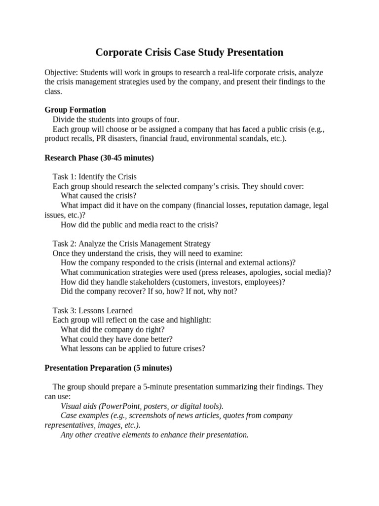 Corporate-Crisis-Case-Study-Presentation-Crisis-Unit-7 | PDF