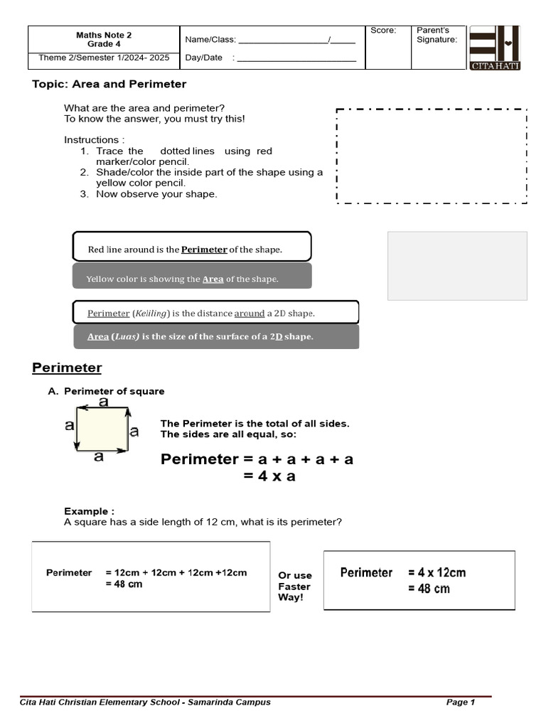 (Checked) G4 Maths Note 2 | PDF | Area | Length