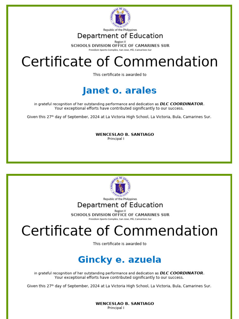 Certificate of Commendation | PDF | Government | Public Administration