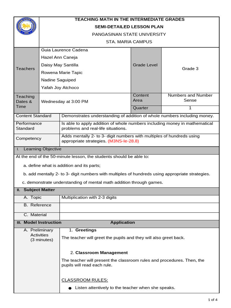2nd LP Grade 3 Extension Program in Math 3 | PDF | Teachers | Classroom ...