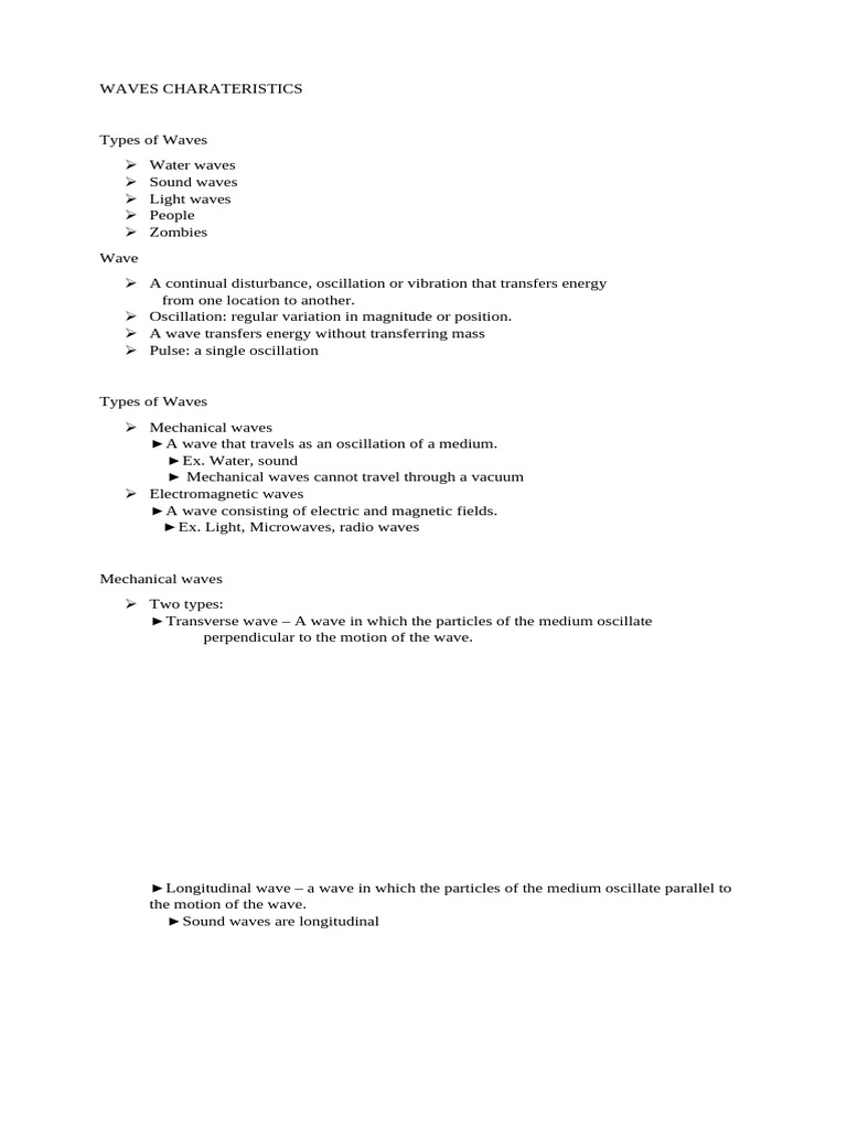 WAVES CHARATERISTICS | PDF | Waves | Frequency