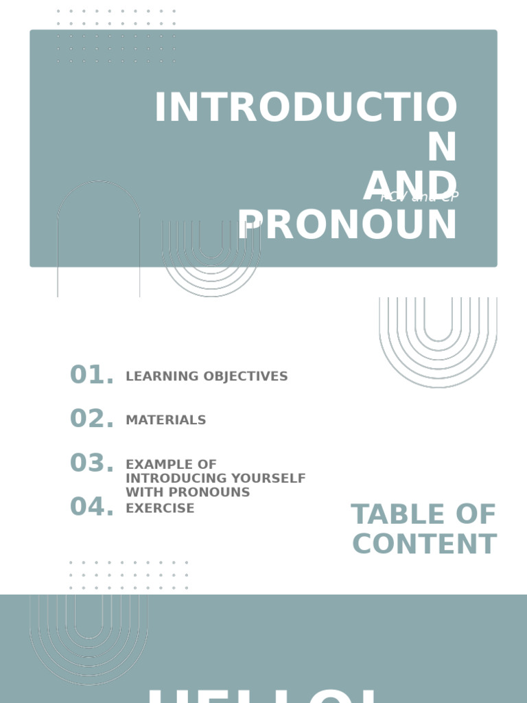 Introduction N' Pronouns | PDF | Pronoun | Subject (Grammar)