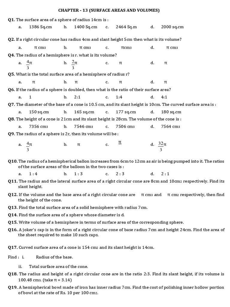 surface | PDF | Sphere | Area
