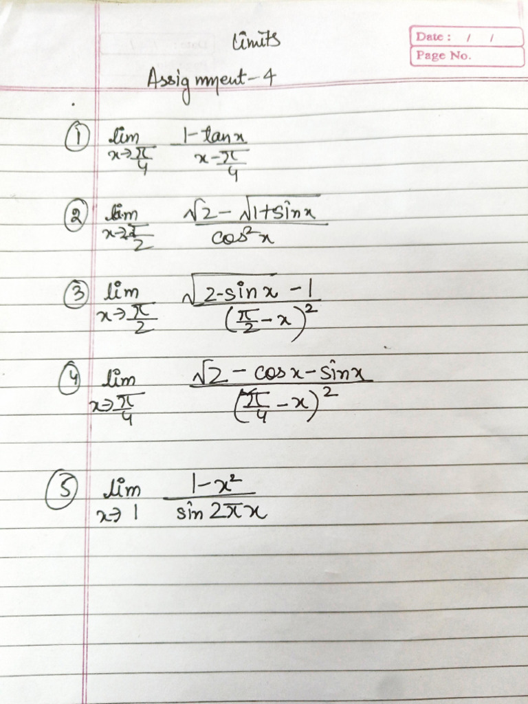Assignment 4 on Limits | PDF