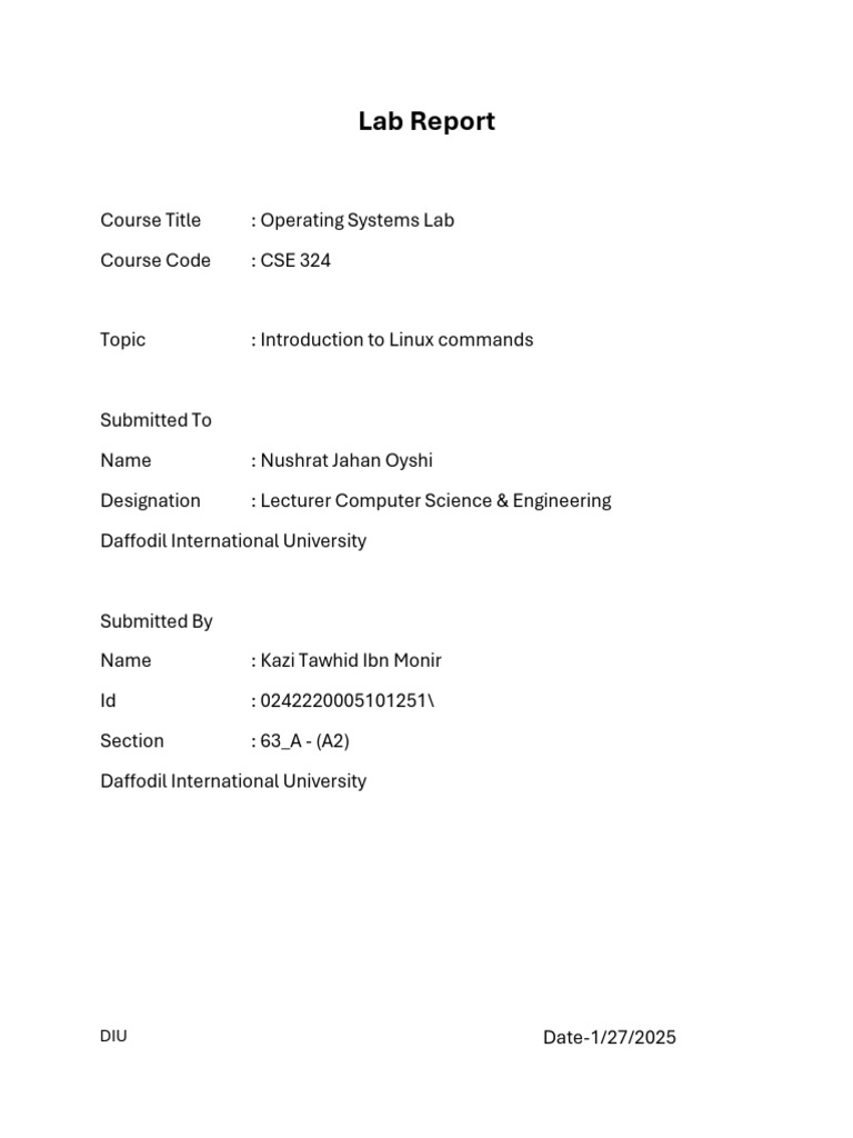 Linux Commands Lab Report | PDF | Computer File | Computer Engineering