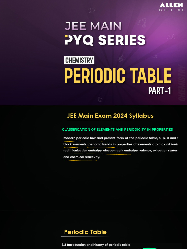 Periodic Table PYQS 1 Final | PDF | Periodic Table | Electron Configuration