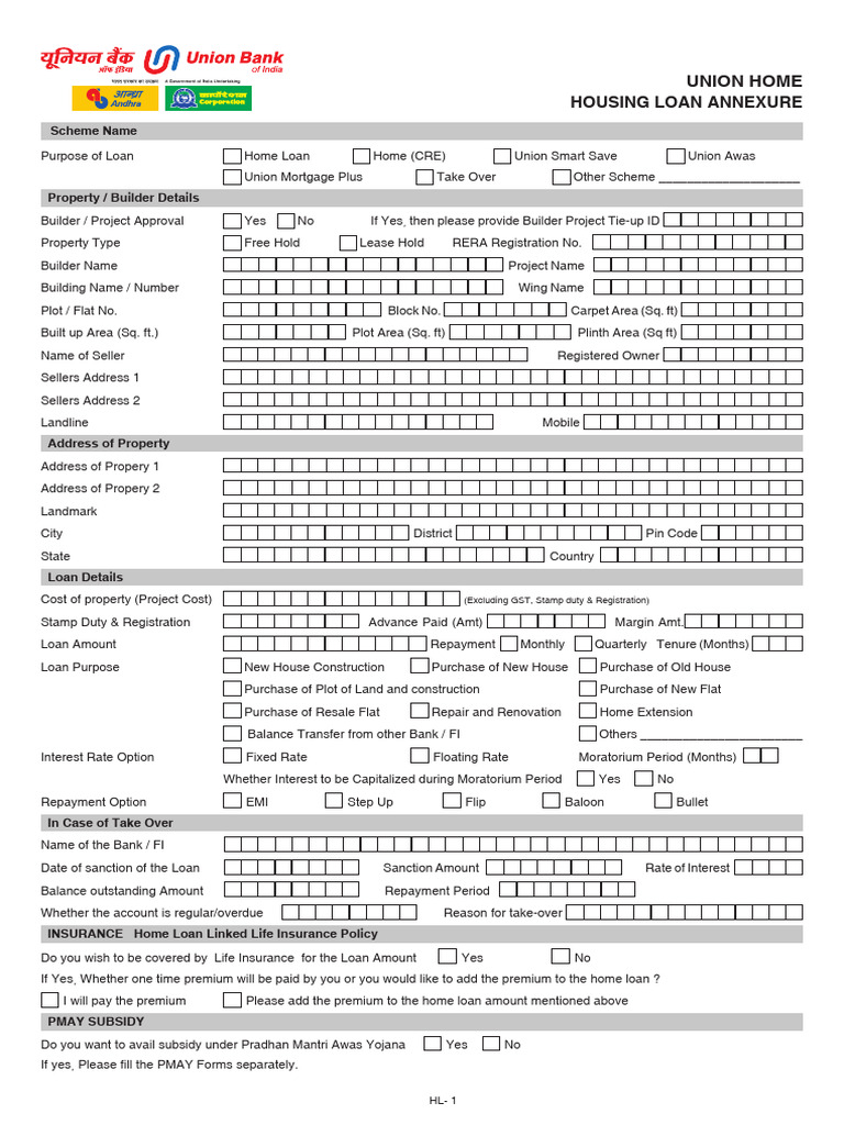 Union Bank Home Loan Application Form | PDF | Insurance | Banks