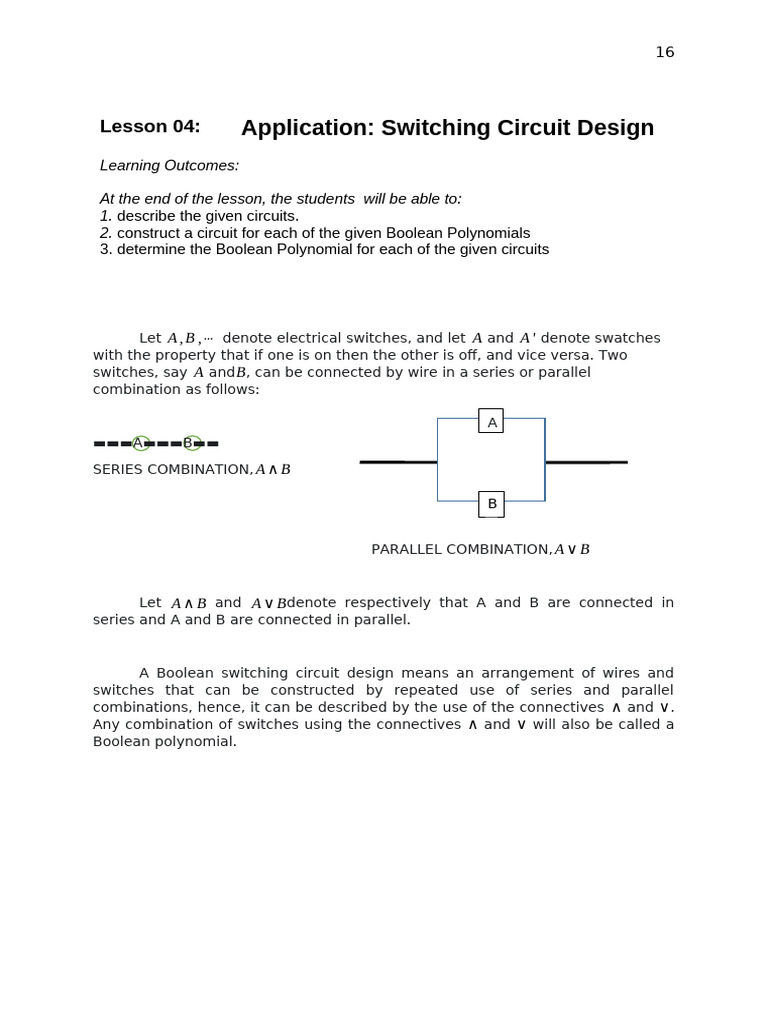 04 Application Switching Circuit Design | PDF | Boolean Algebra | Teaching Mathematics