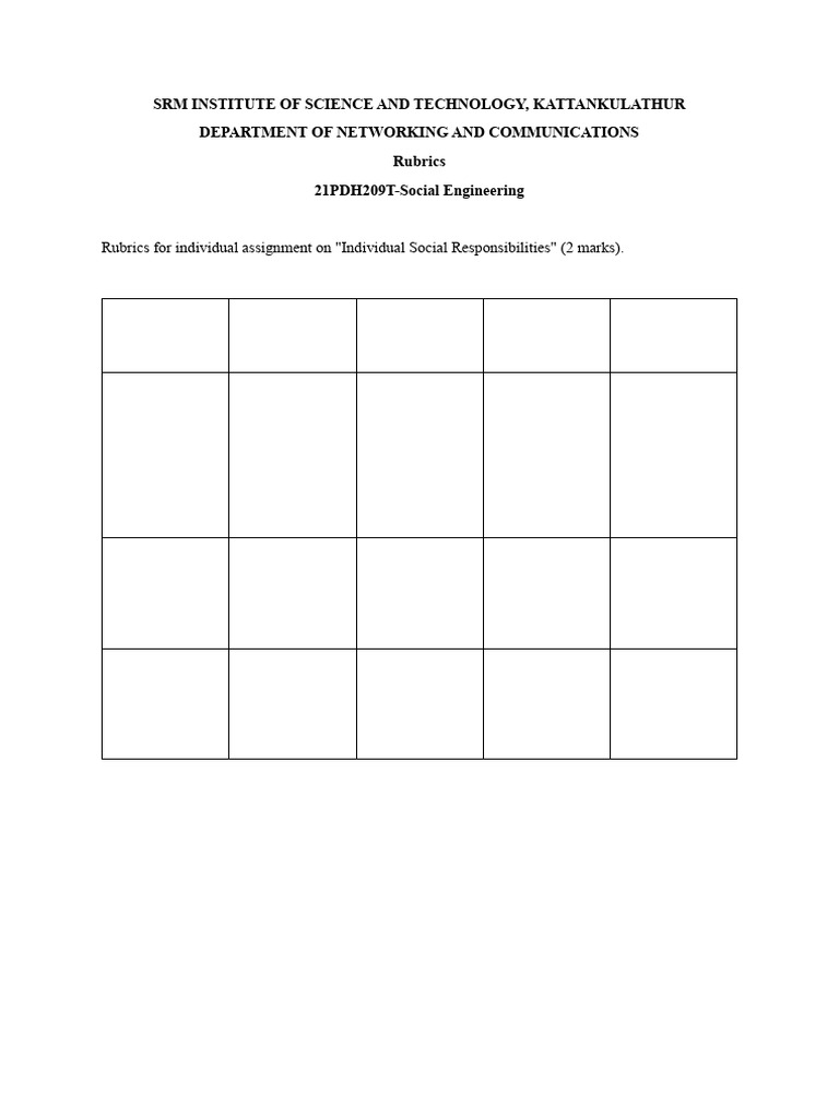 Rubrics Assignment 1 Individual Social Responsibilities | PDF | Human ...