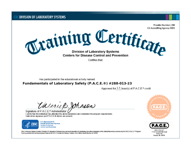 Laboratory Safety PACE Certificate 2024 (1) | PDF