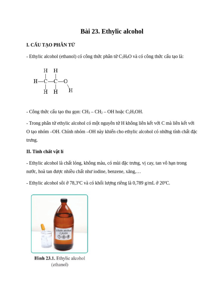 Bài 23 - Ethylic Alcohol | PDF