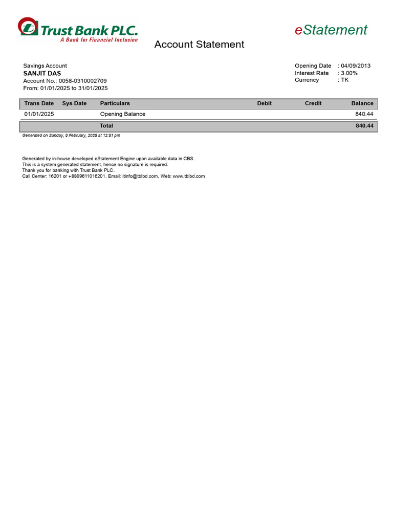 Estatement 0058-0310002709 20250101 20250131 | PDF