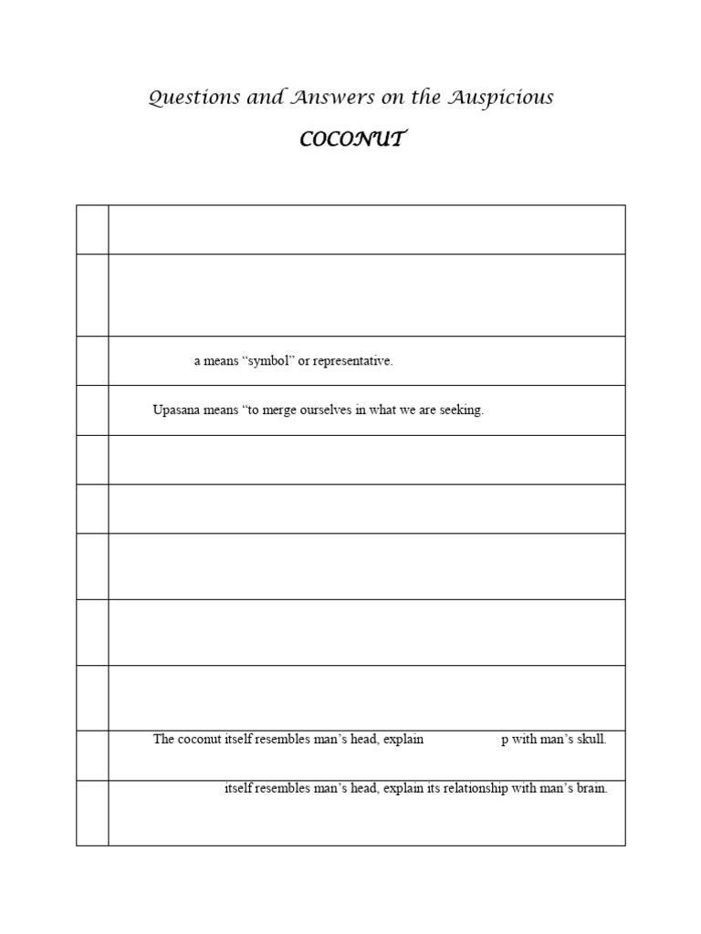 Questions and Answers On The Auspicious Coconut | PDF | Deities | Coconut