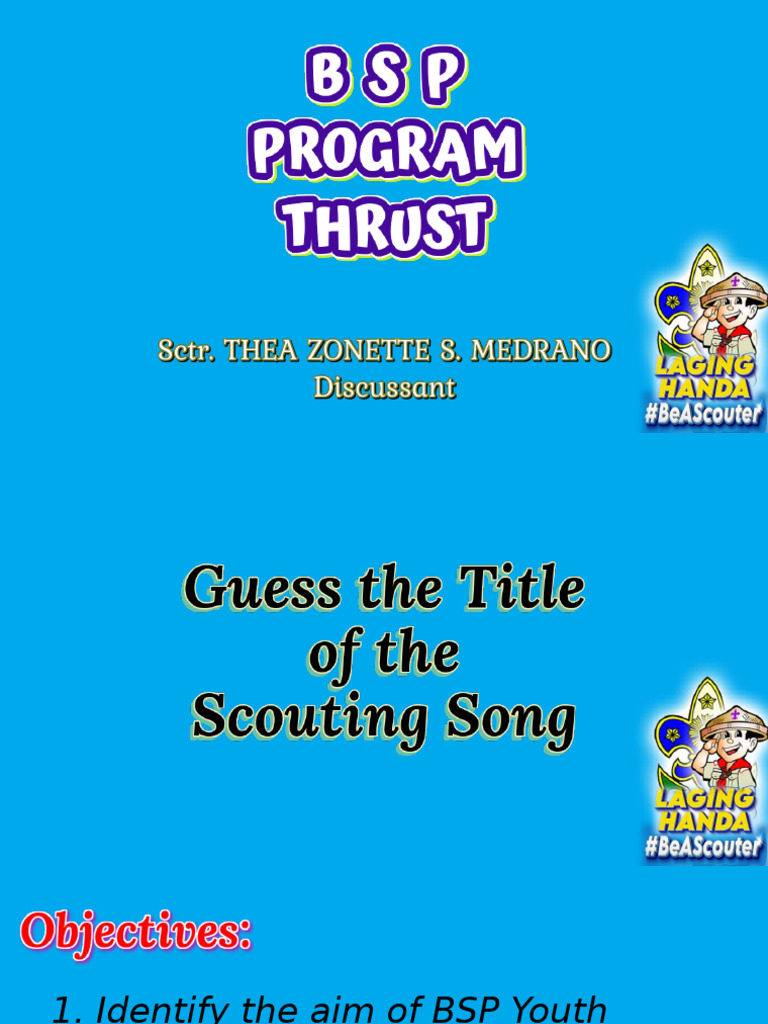 BSP Program Thrust - Thea | PDF | Scouting | Outdoor Recreation