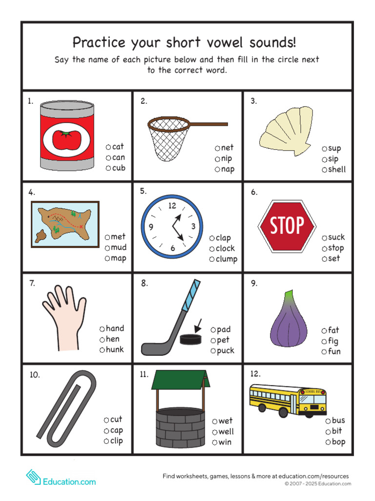 Short-Vowel-Sounds Worksheet | PDF | Phonetics
