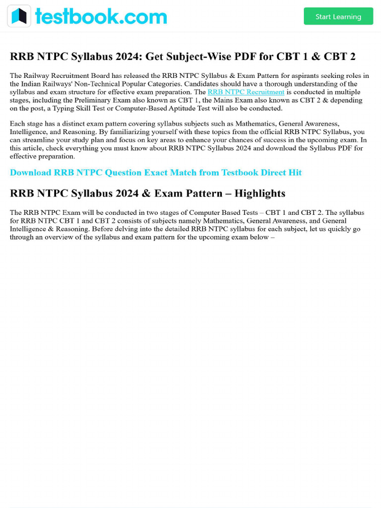 RRB NTPC Syllabus | PDF