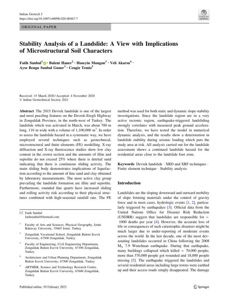 Stability Analysis of A Landslide - Microstructural Soil Characters | PDF | Landslide ...