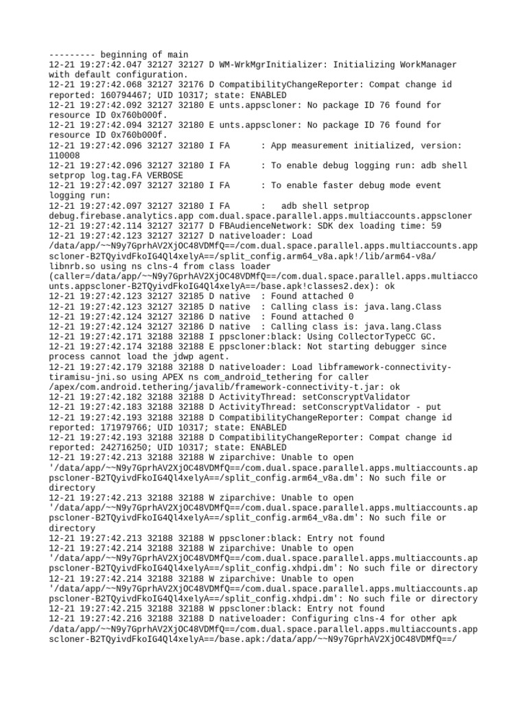 Android App Debugging Logs | PDF | Android (Operating System ...