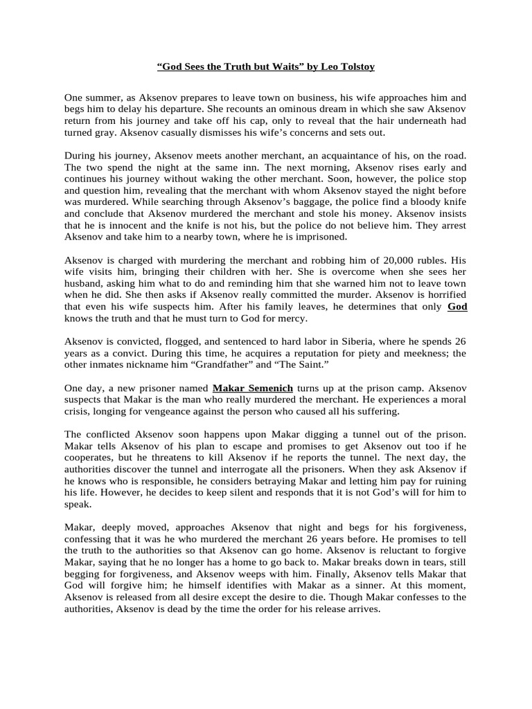 God Sees The Truth But Waits | PDF