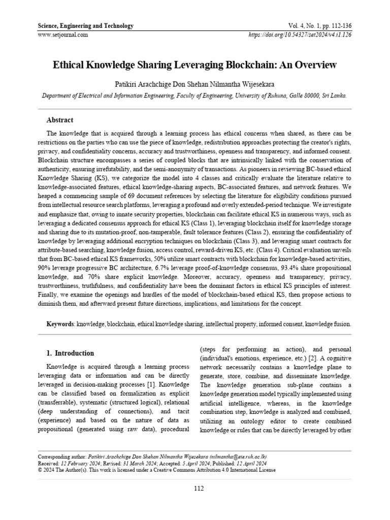 Vol4no1pp112-136 126 Ethical+Knowledge+Sharing+Leveraging+Blockchain+An+Overview Proofread | PDF ...