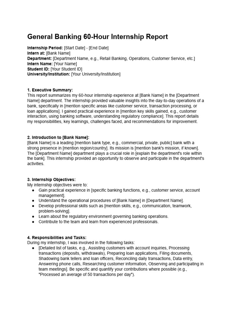 60-Hour Banking Internship Insights | PDF | Banks | Internship