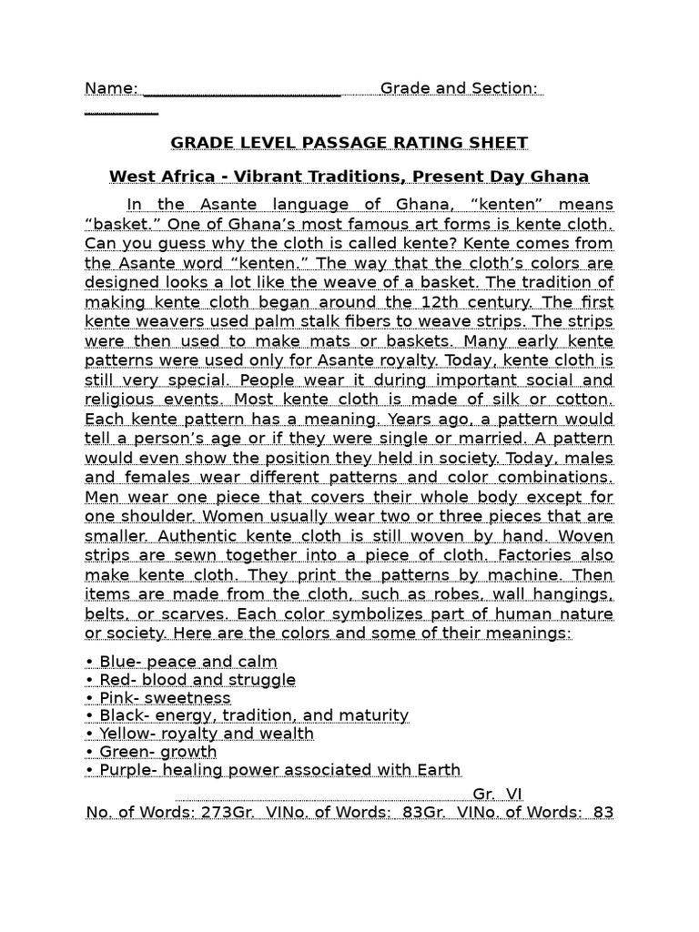 GRADE 6_COMPREHENSION_QUESTIONS_PASSAGE_REPORTS | PDF | Weaving | Textiles