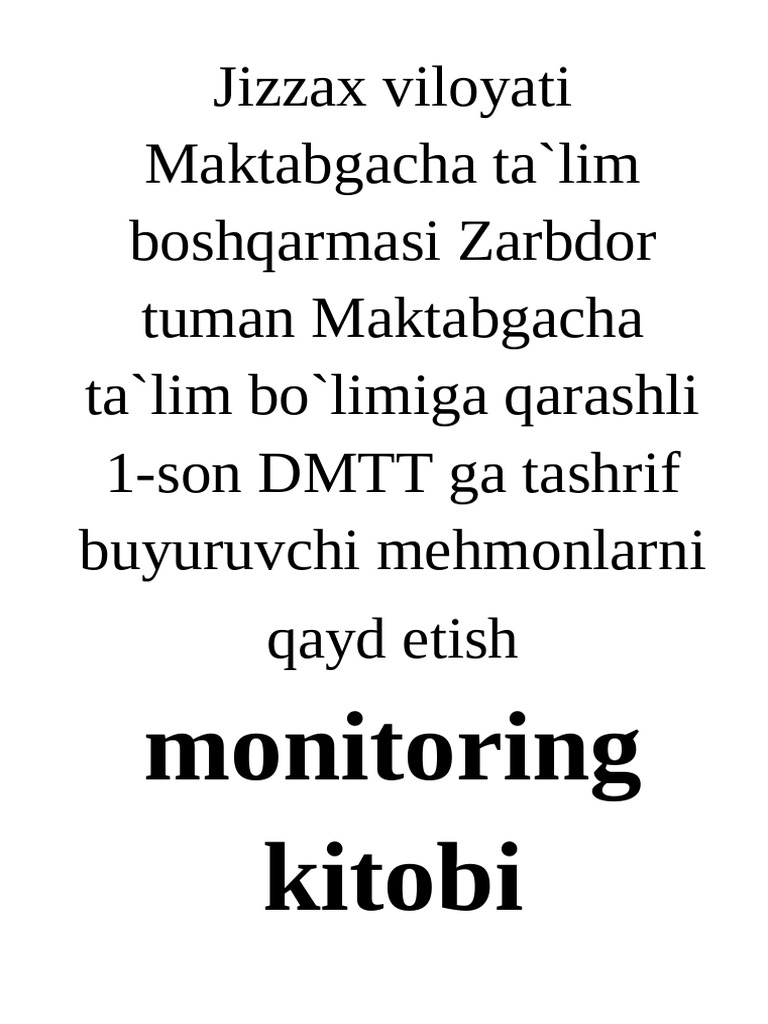 Monitoring Kitobi | PDF