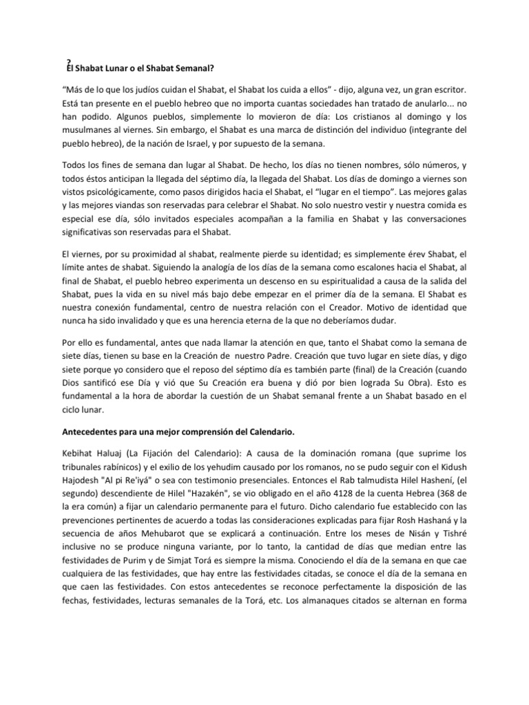 Shabat Lunar | PDF | Shabat | Calendario