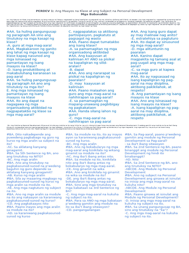 Perdev 1 (Teacher) | PDF