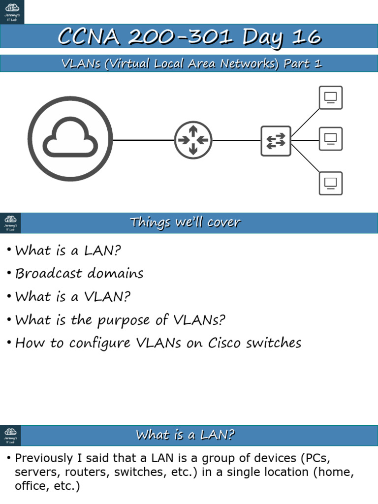 Day 16 Slides VLANs Part 1 | PDF | Telecommunications | Internet Architecture