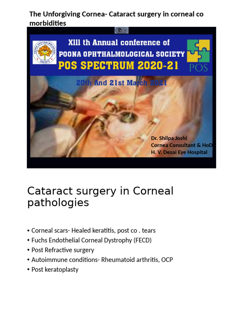 POS - 21-3-2021 Catarct Surgery in Corneal Comorbidities | PDF | Cornea ...