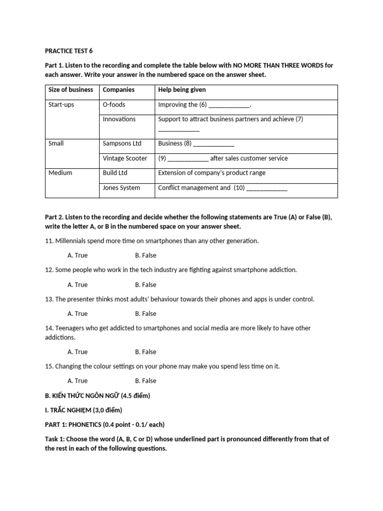 Practice Test 6 | PDF