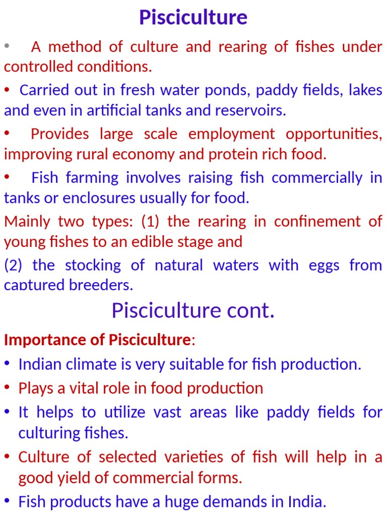 Importance and Methods of Pisciculture | PDF | Manure | Water