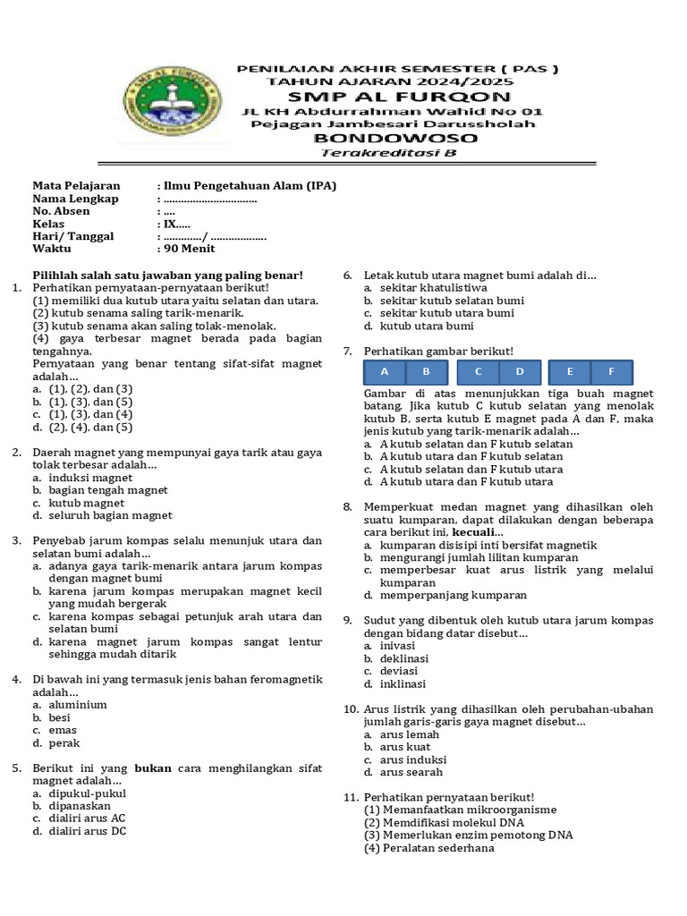 SOAL PAT-PAS KELAS 9 2025 (IPA) | PDF