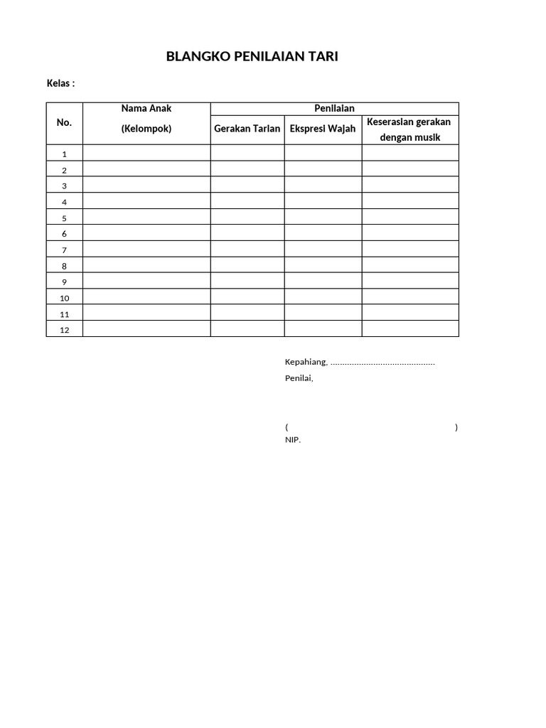 Blangko Penilaian P5P2RA | PDF