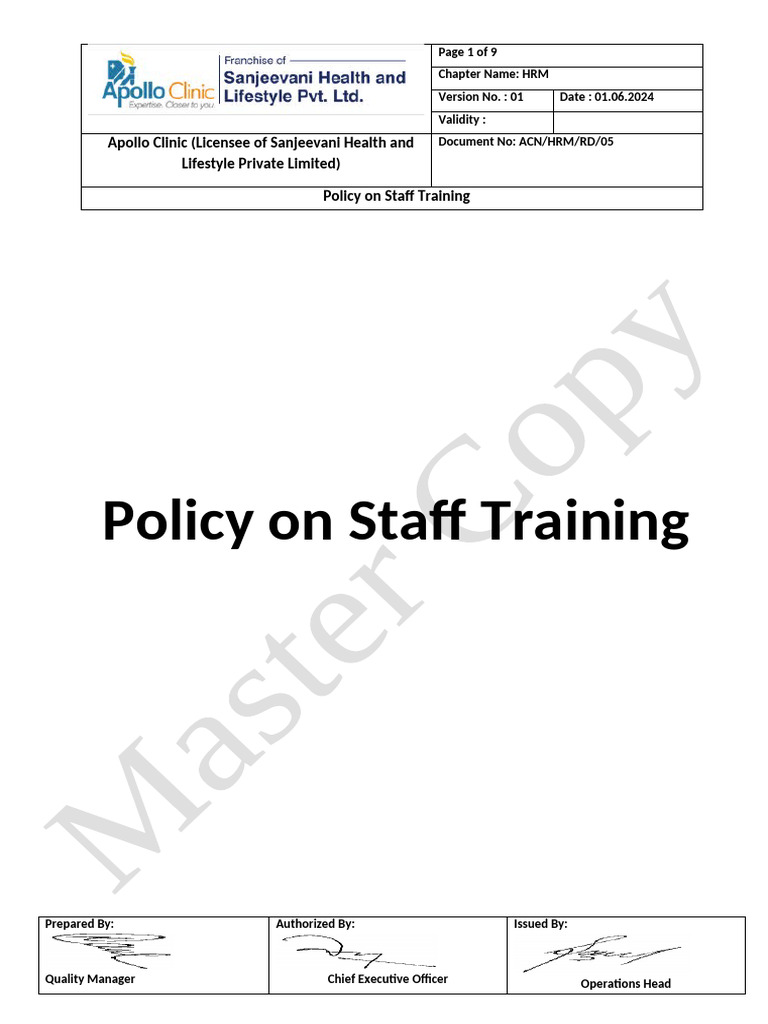 Apollo Clinic Staff Training Policy | PDF | Human Resource Management ...
